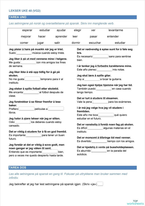 LEKSER uke 48 (vg2). Ficha interactiva | TopWorksheets