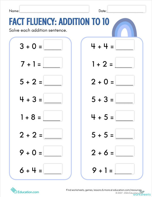 Year 1 : Addition within 10. Interactive worksheet | TopWorksheets
