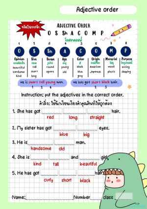 Worksheet 1: Adjective order. Interactive worksheet | TopWorksheets