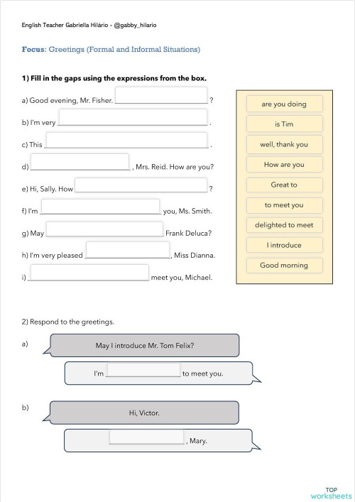 EFE 3 - Lesson 1 - Greetings. Interactive worksheet | TopWorksheets