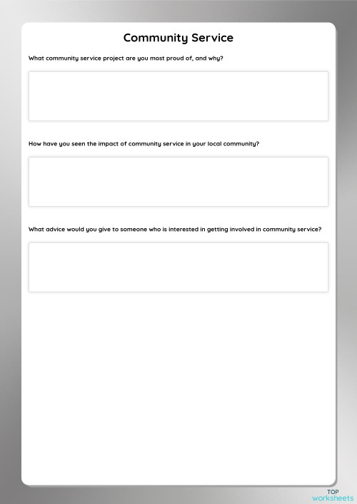 Community Service. Interactive worksheet | TopWorksheets