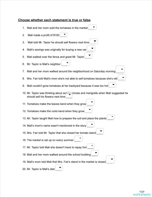 Fresh Idea: T or F. Interactive worksheet | TopWorksheets