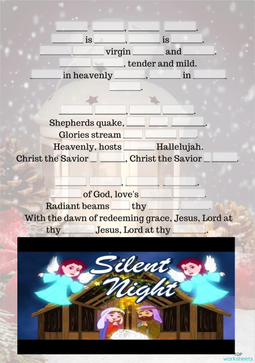Silent night hard. Interactive worksheet | TopWorksheets