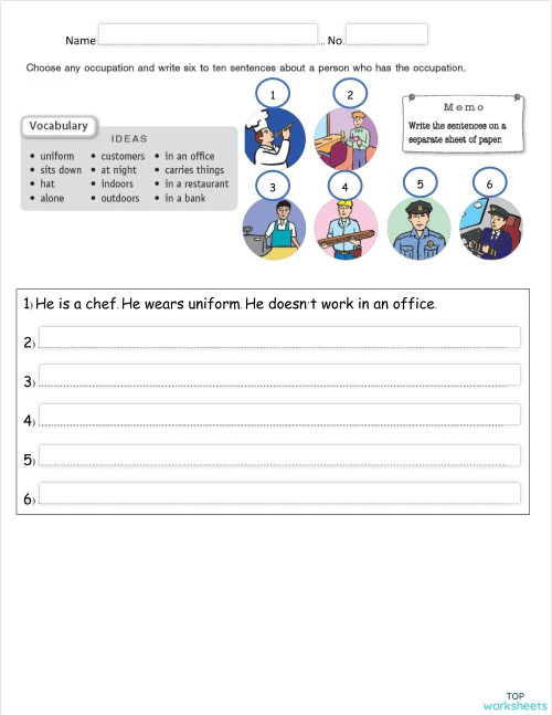 Occupation. Interactive worksheet | TopWorksheets