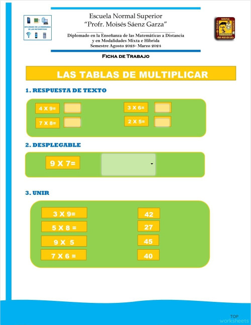 PRUEBA UNO DE FICHA. Ficha interactiva | TopWorksheets