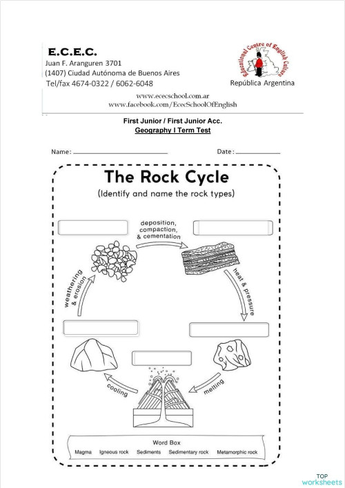GEOGRAPHY TEST 1 TERM tTHE ROCK CICLE. Interactive worksheet ...