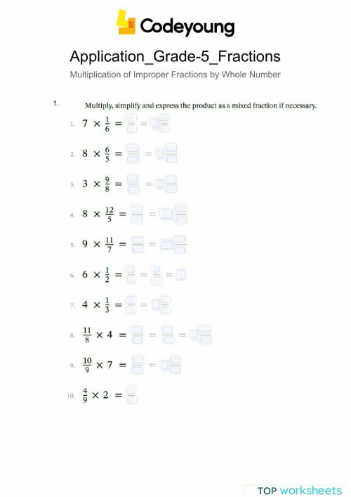Application-Multiplication of Improper Fractions by Whole Number ...