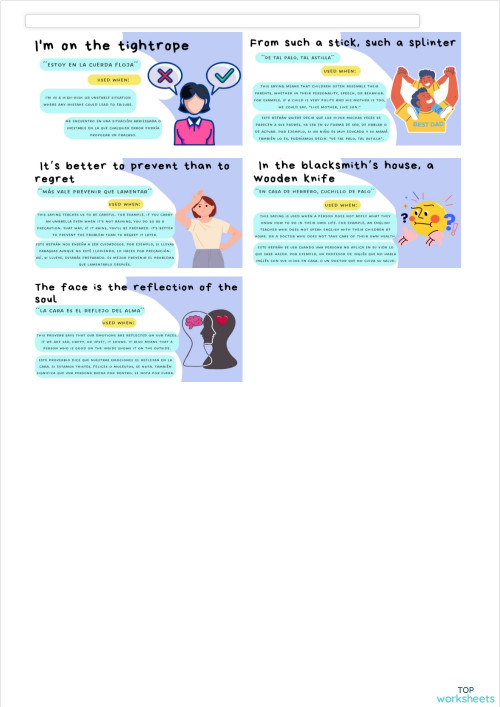 Proverbs Spanish-English. Interactive worksheet | TopWorksheets