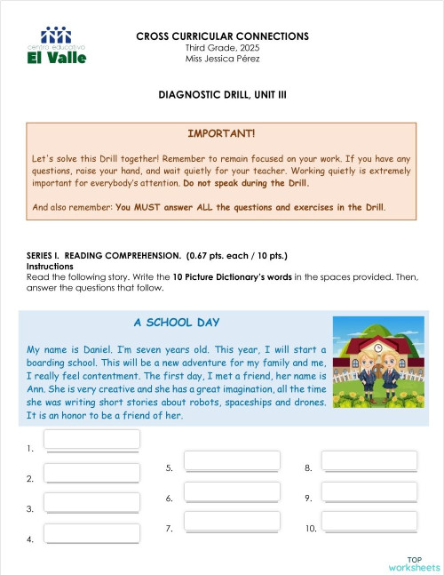 III THIRD GRADE: CROSS CURRICULAR DD. Interactive worksheet | TopWorksheets