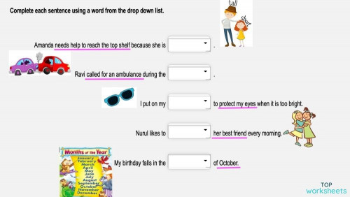 vocabulary 2 visuals. Interactive worksheet | TopWorksheets