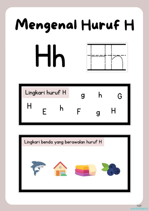 MENULIS HURUF H. Interactive worksheet | TopWorksheets