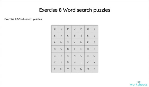Exercise 8 Word search puzzles. Interactive worksheet | TopWorksheets