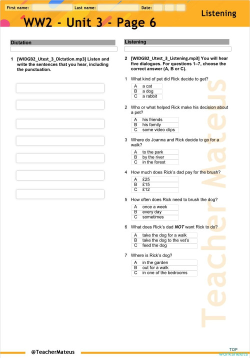 WW2 - Unit 3 - Page 6. Interactive worksheet | TopWorksheets