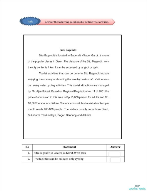 TASK 3 DESCRIPTIVE TEXT. Interactive worksheet | TopWorksheets