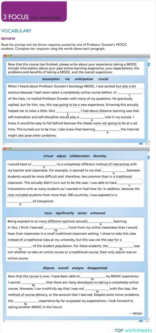 ARW3 vocabulary p.203-204. Interactive worksheet | TopWorksheets