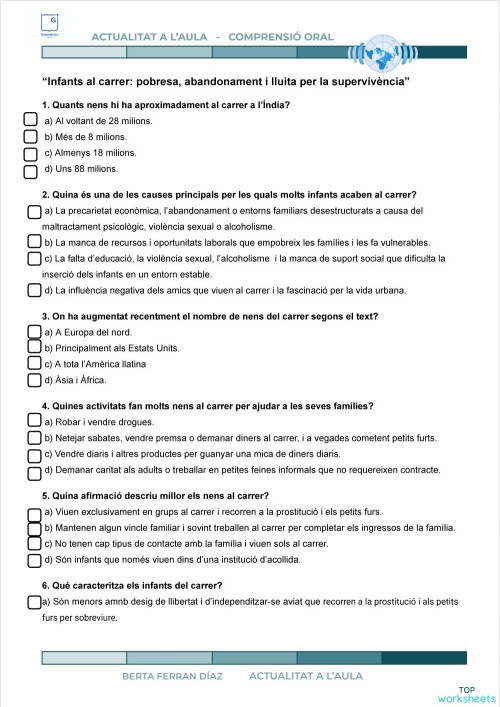 Fitxes interactives i exercicis online en català | TopWorksheets