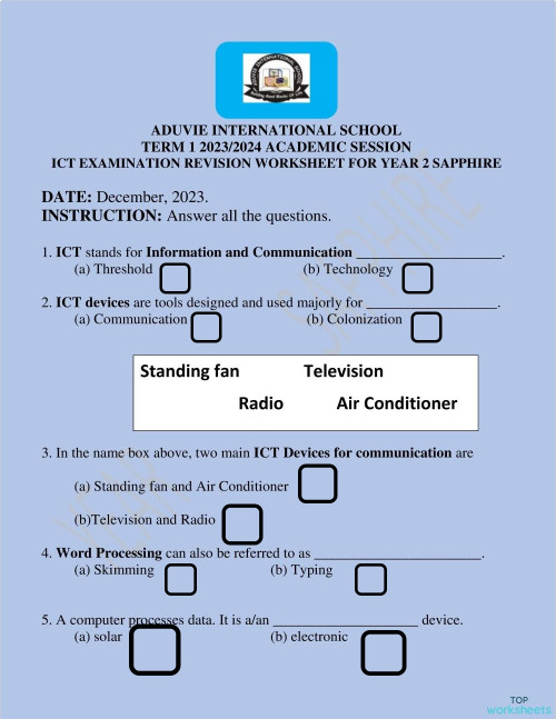 EXAMINATION REVISION WORKSHEET. Interactive worksheet | TopWorksheets