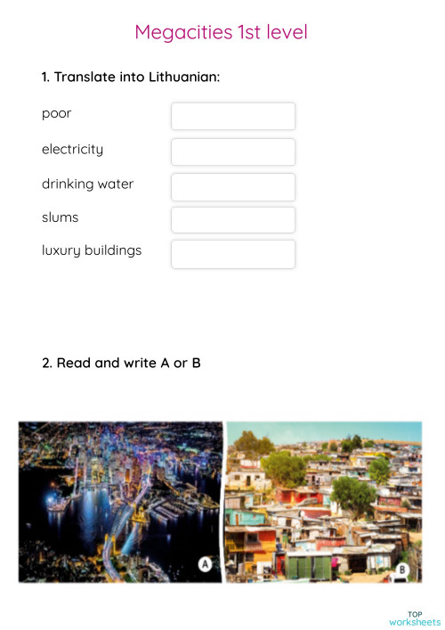 4th grade January Megacities 1st level. Interactive worksheet ...