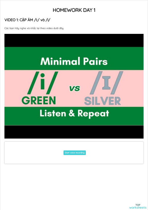 HOMEWORK DAY 1. Interactive worksheet | TopWorksheets