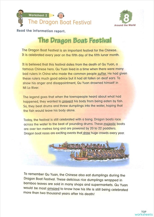 Dragon Boat Festival. Interactive worksheet | TopWorksheets