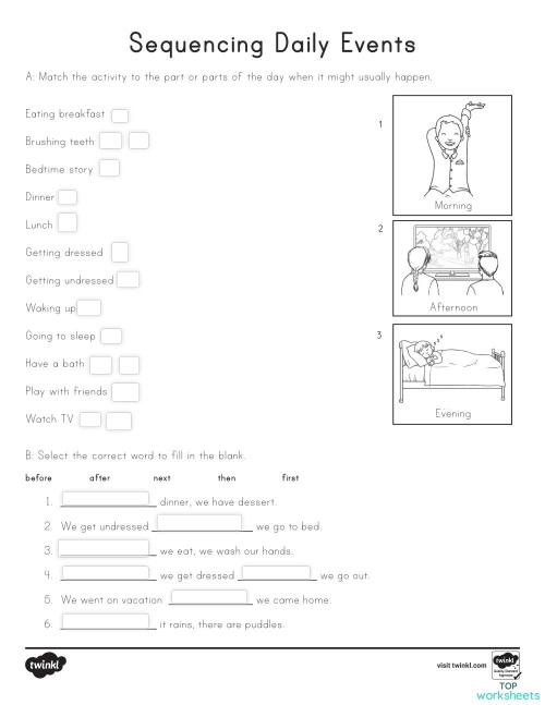sequencing daily events. Interactive worksheet | TopWorksheets