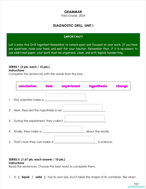 THIRD GRADE : Grammar. Interactive worksheet | TopWorksheets