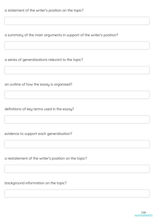 Essay Structure (Where would you be most likely to find ...