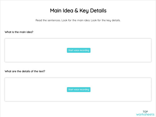 Main Idea & Key Details. Interactive worksheet | TopWorksheets