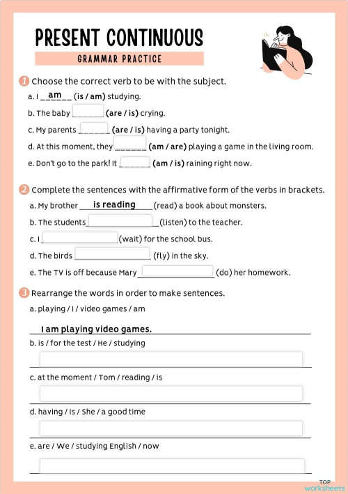 Present Continuous Exercise. Interactive worksheet | TopWorksheets