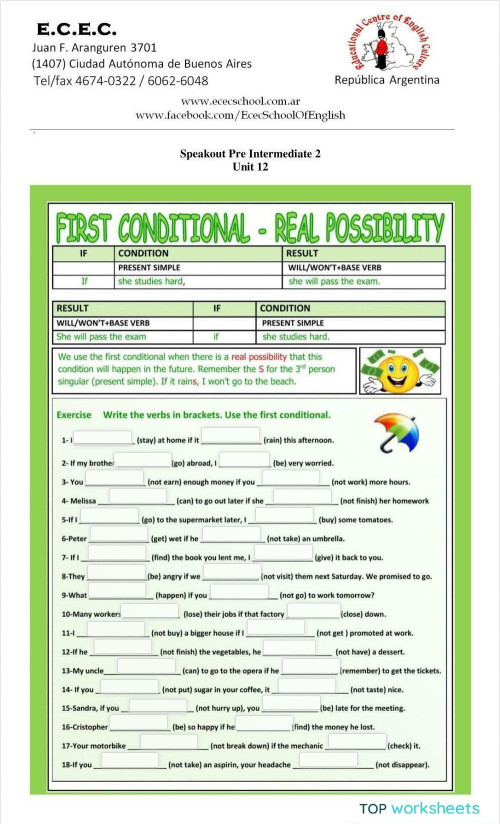 first conditional. Ficha interactiva | TopWorksheets