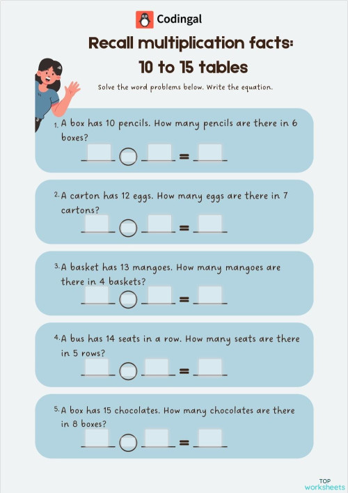 M_G03M14L30_WE02_Recall multiplication facts: 10 to 15 tables ...