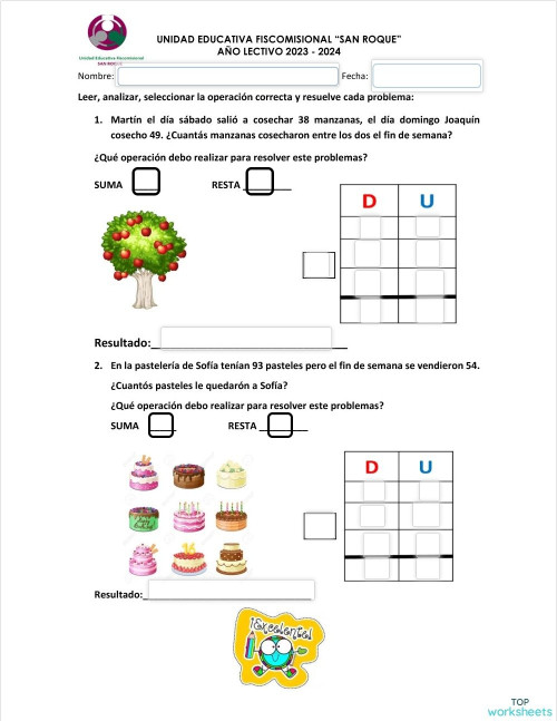 Problemas de suma y resta. Ficha interactiva | TopWorksheets