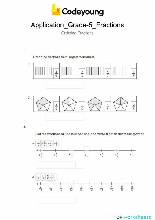 Application-Ordering Fractions. Interactive worksheet | TopWorksheets