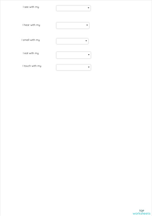 Fill in the blanks (human body). Interactive worksheet | TopWorksheets