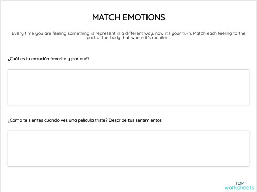 MATCH EMOTIONS. Ficha interactiva | TopWorksheets