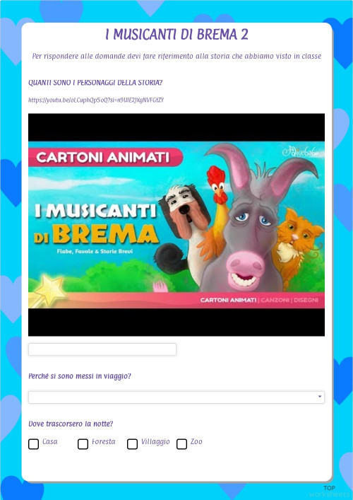 I MUSICANTI DI BREMA 2. Scheda interattiva | TopWorksheets