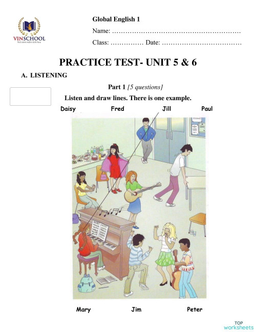 S1 - Practice Test 2 - Unit 5&6. Interactive worksheet | TopWorksheets
