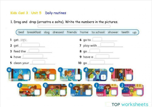 Daily routines Kids Can! 3 Unit 5. Interactive worksheet | TopWorksheets