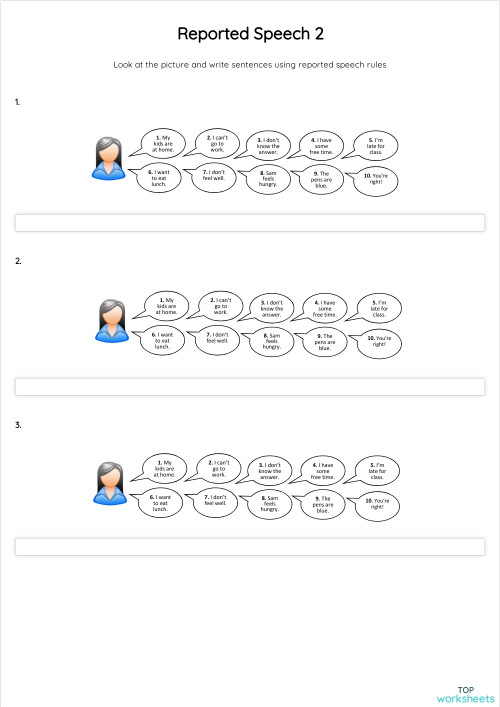 Reported Speech 2. Interactive worksheet | TopWorksheets