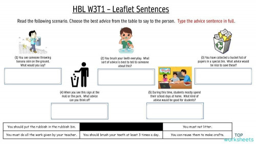 English Y5W3T1 - Leaflet Giving Advice. Interactive worksheet ...