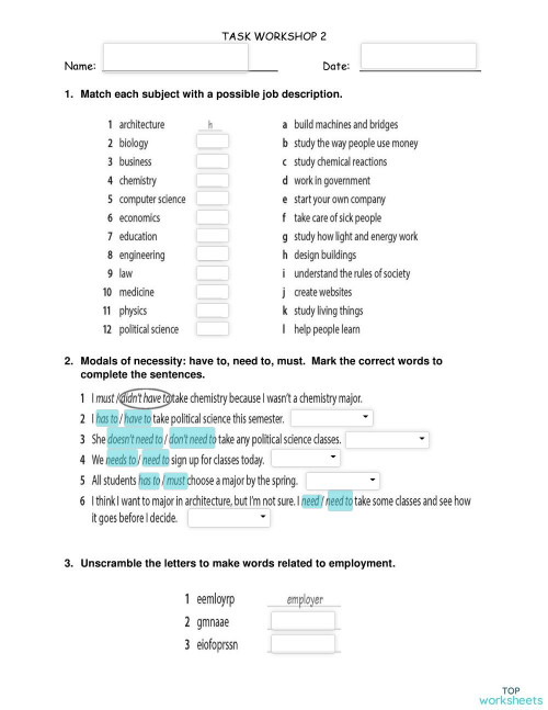 modals - workshop 2 / 6th. Interactive worksheet | TopWorksheets