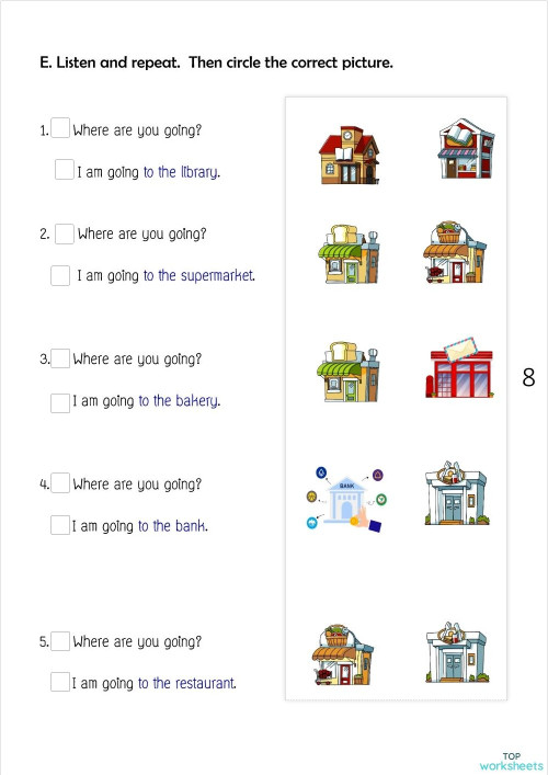Unit 4 In My Community Listening. Interactive worksheet | TopWorksheets