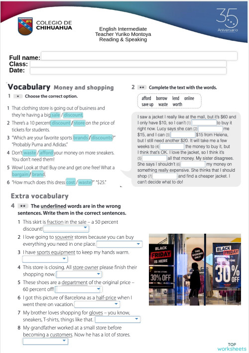 Homework 1 Partial 3 - Vocabulary practice. Interactive worksheet ...