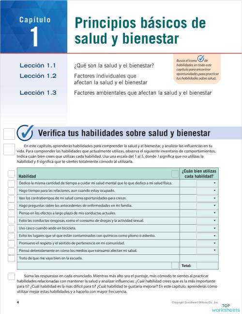Health Chapter 1 Section 1. Ficha interactiva | TopWorksheets
