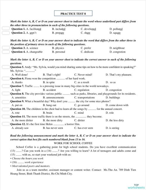 test (8)/22. Interactive worksheet | TopWorksheets