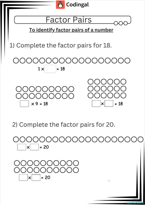 M_G04M06L14_WC02_Identify Factor Pairs. Interactive worksheet ...