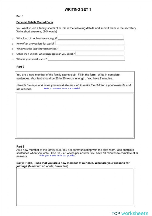 Aptis writing 1. Interactive worksheet | TopWorksheets
