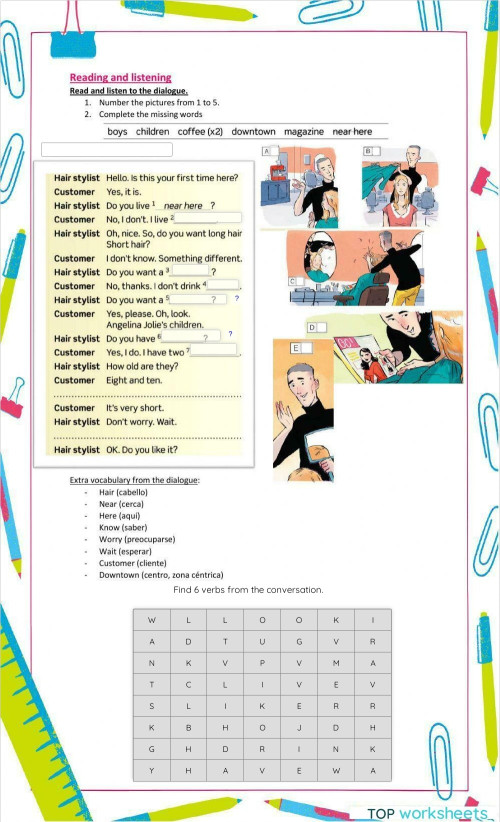 Starters Listening Part 1 SCHOOL. Interactive worksheet | TopWorksheets