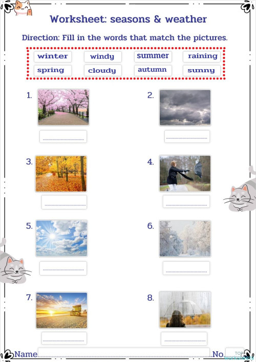 Worksheet: seasons & weather ใบงานเชิงโต้ตอบ | TopWorksheets