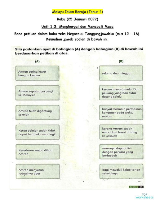 MIB (TAHUN 4) 26 JAN. Interactive worksheet | TopWorksheets